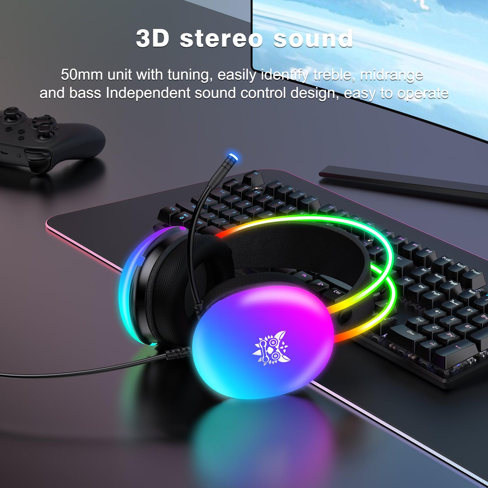 ONIKUMA X25 RGB Gaming Headset Wired Stereo Headphone with Noise ...