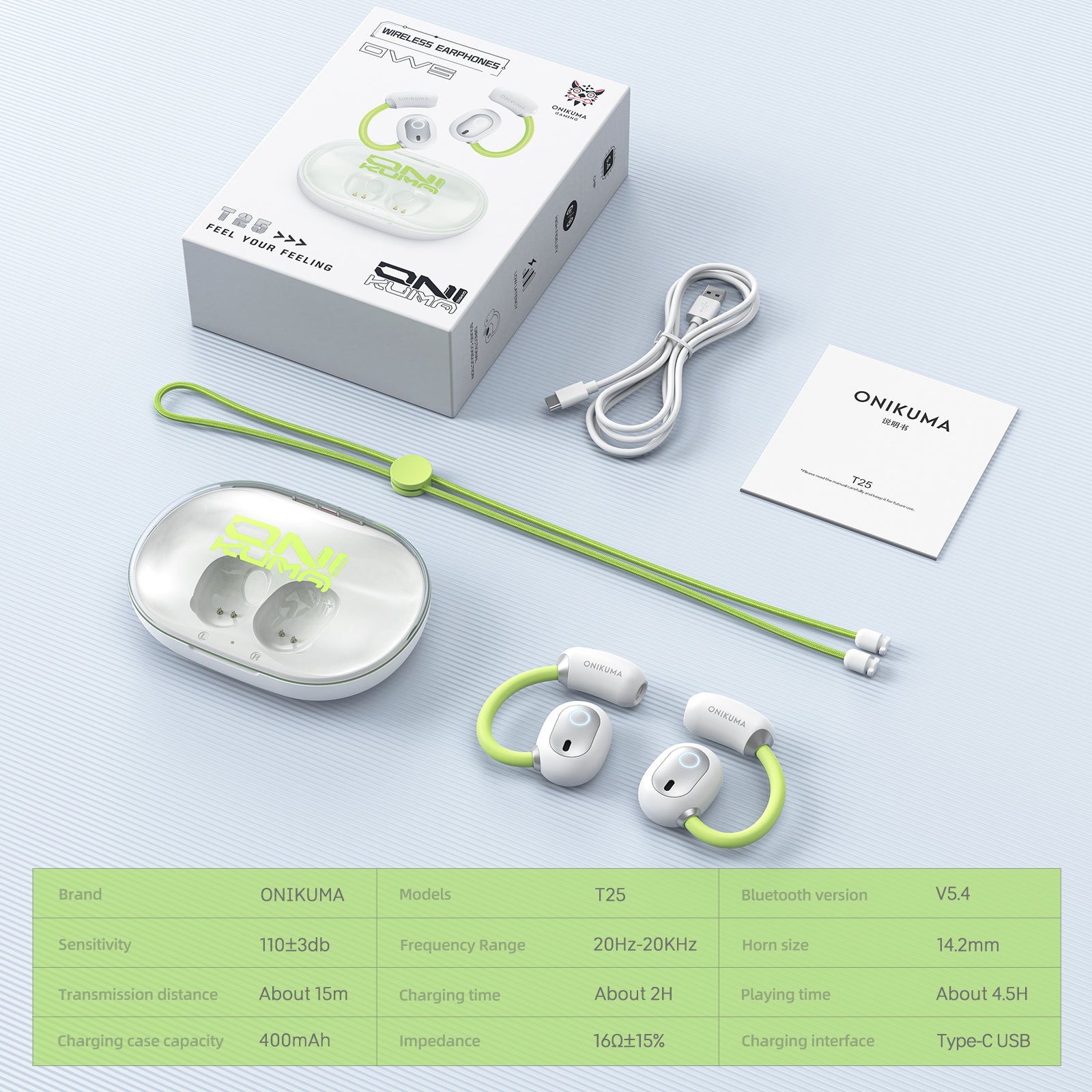 ONIKUMA T25 Wireless Earbuds,Bluetooth Headphones,Open Ear Headphones ...