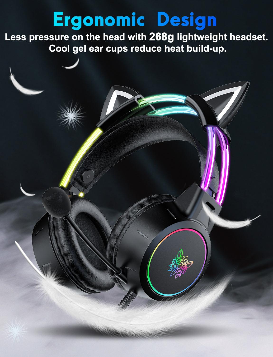 ONIKUMA X15 PRO Cat Ear Headphones, Double-Head Beam Noise Cancelling ...