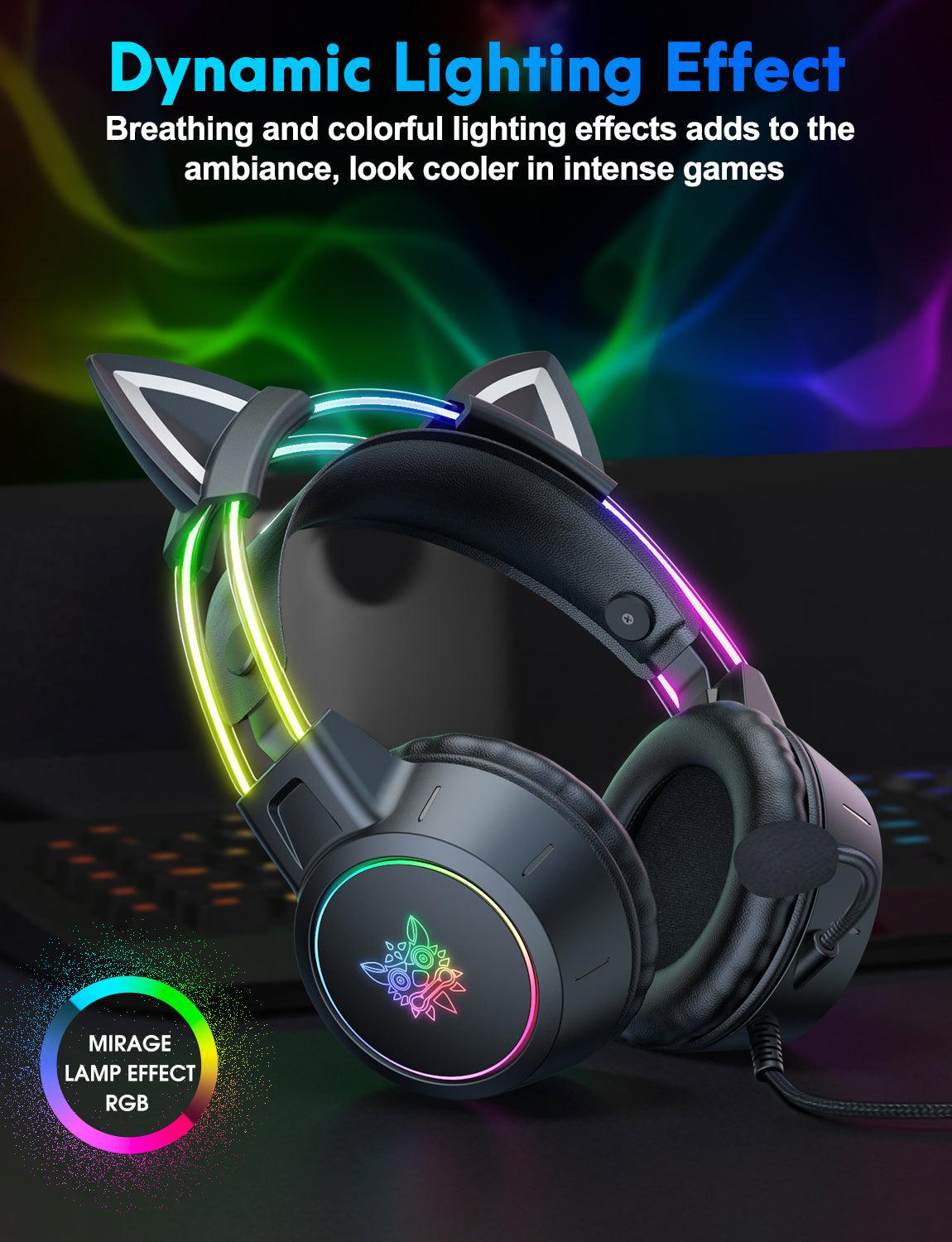 ONIKUMA X15 PRO Cat Ear Headphones, Double-Head Beam Noise Cancelling ...