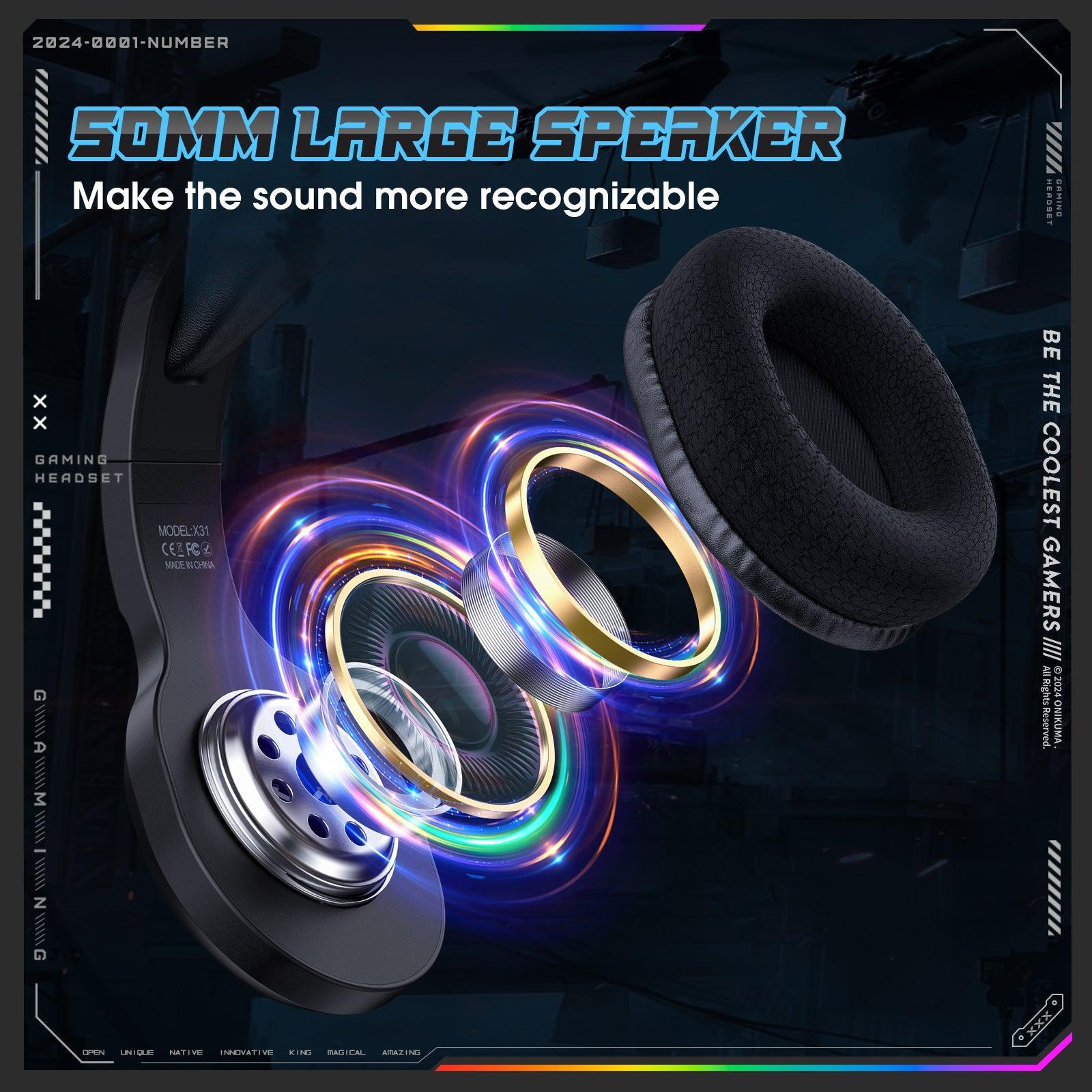 ONIKUMA X31 RGB Dynamic Professional Gmaing Headphone Stereo Surround ...