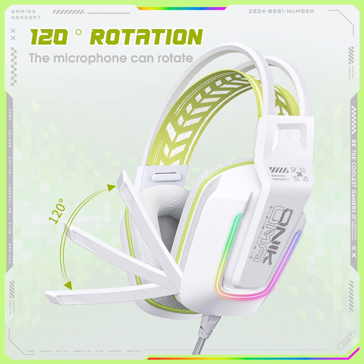 ONIKUMA X13 RGB Gaming Headset - 50mm Drivers, 120° Adjustable Mic, Mu ...