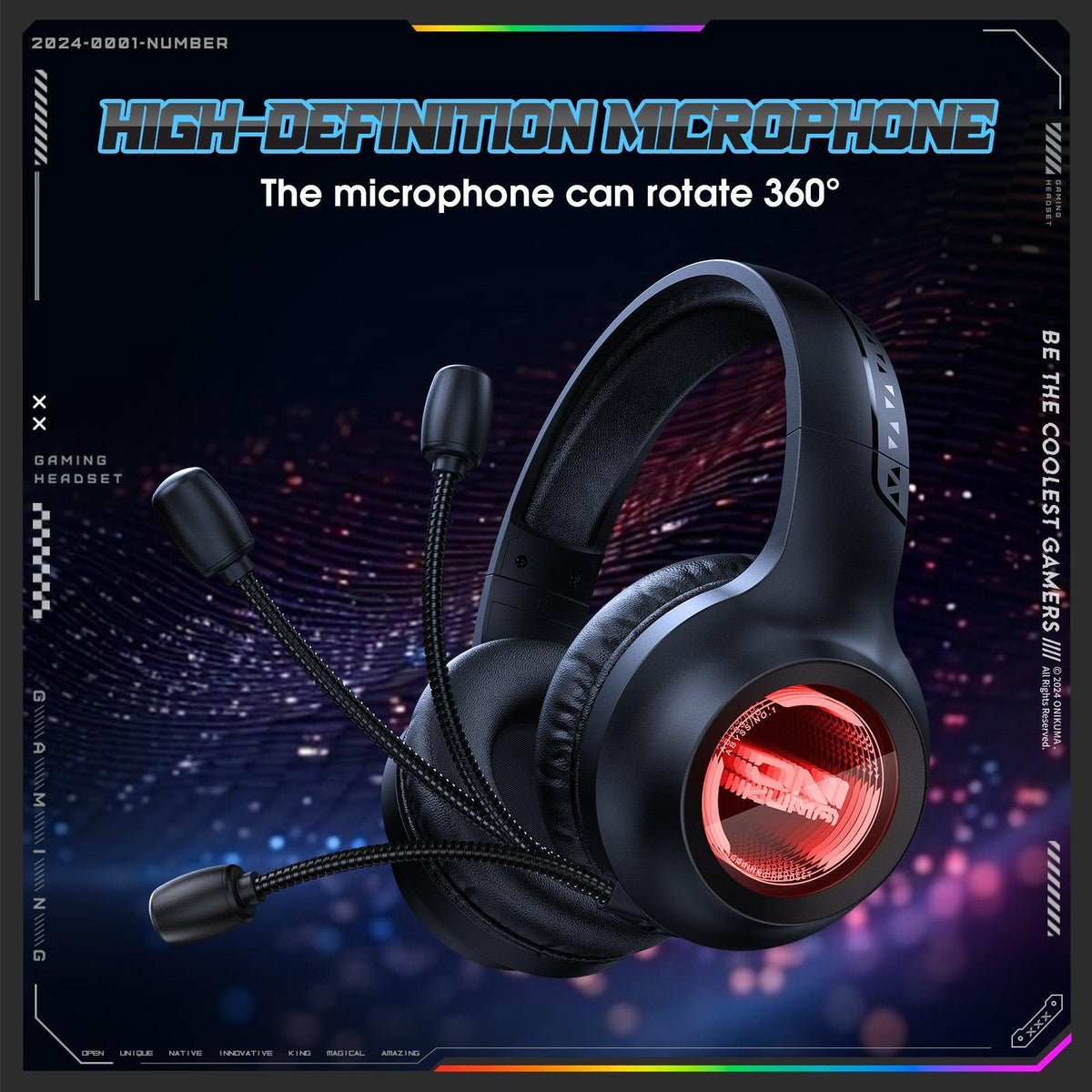 ONIKUMA GT818 RGB Gaming Headset with 20H Playtime - Bluetooth 5.4, 36 ...