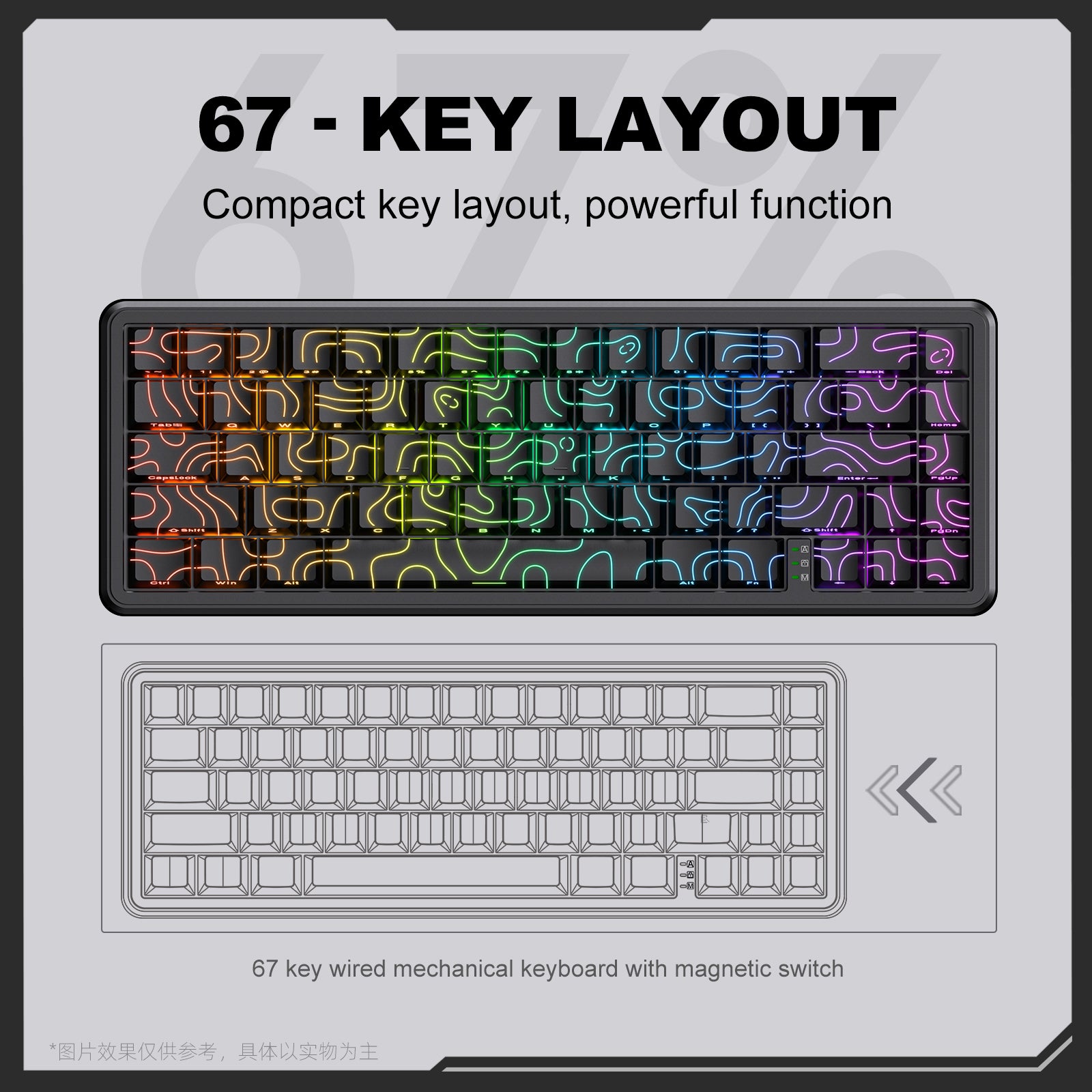 ONIKUMA G67 Rapid Trigger Keyboard 60% Percent, Hall Effect Topographi ...