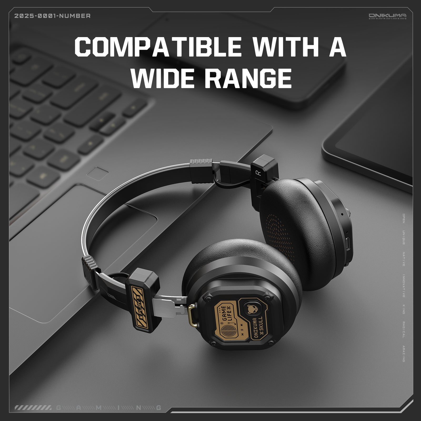 ‌ONIKUMA GT803 Wireless Gaming Headset‌ – Ultra-Light Foldable Design ...