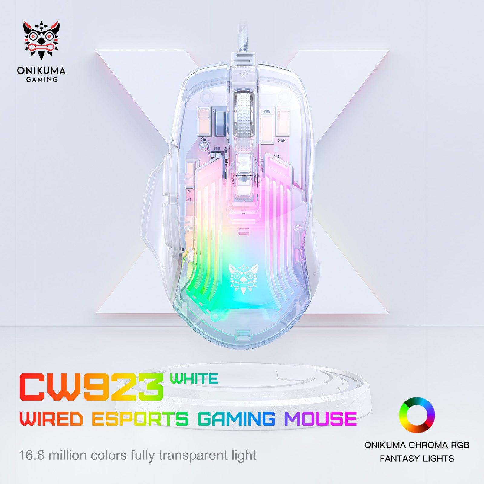 ONIKUMA CW923 Wired RGB Gaming Mouse, 12800 DPI Esports PC Mice for La ...