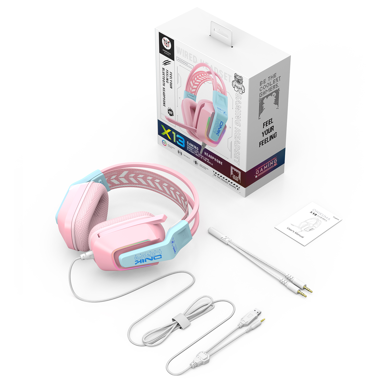 ONIKUMA X13 RGB Gaming Headset - 50mm Drivers, 120° Adjustable Mic, Mu ...