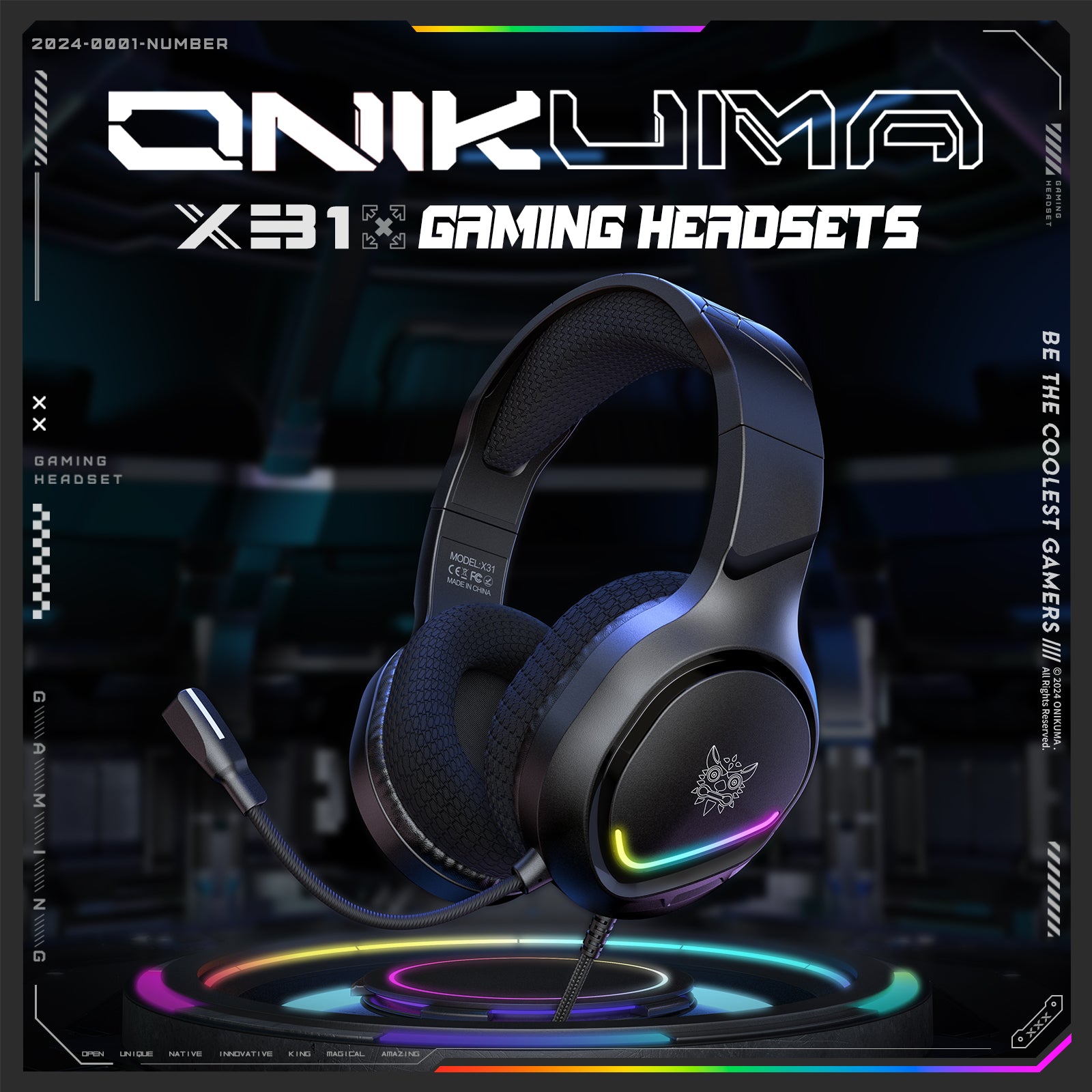 ONIKUMA X31 RGB Dynamic Professional Gmaing Headphone Stereo Surround ...