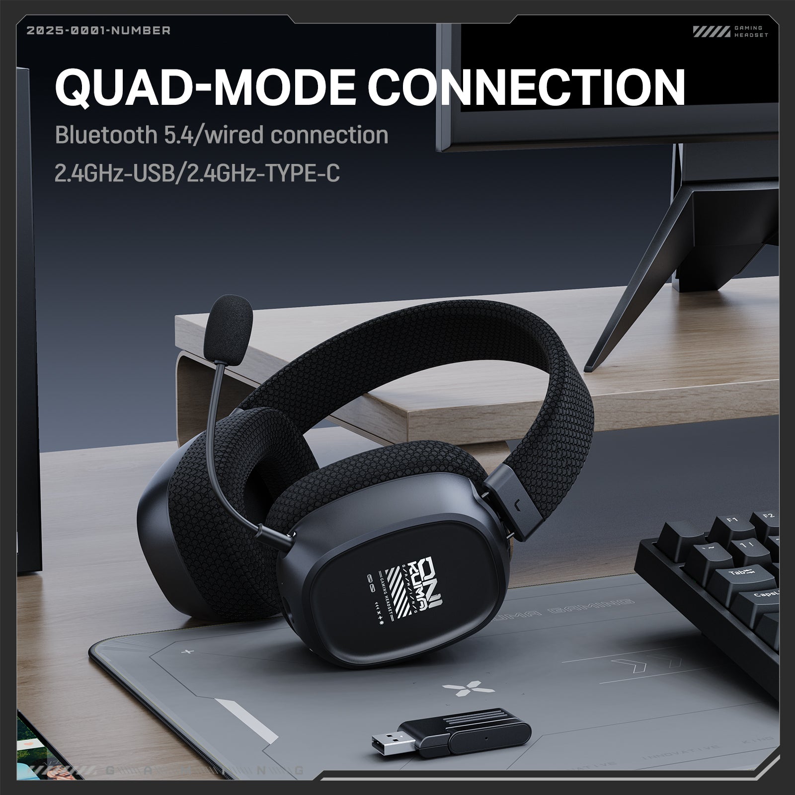 ONIKUMA GT839 Multi-Mode Gaming Headset – 45H Playback, Bluetooth 5.4 ...