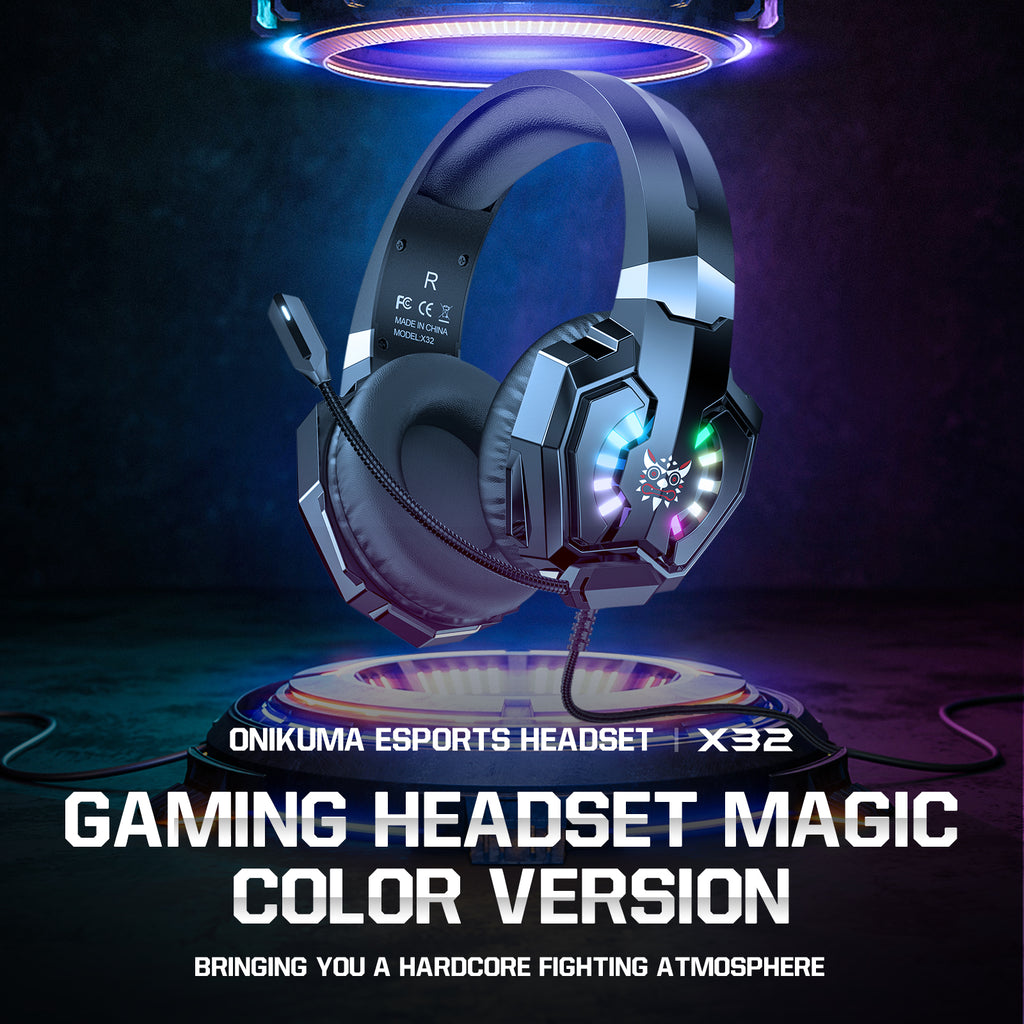 ONIKUMA X32 Wearable Wired Gaming Headset, Surround Stereo Sound Gaming ...