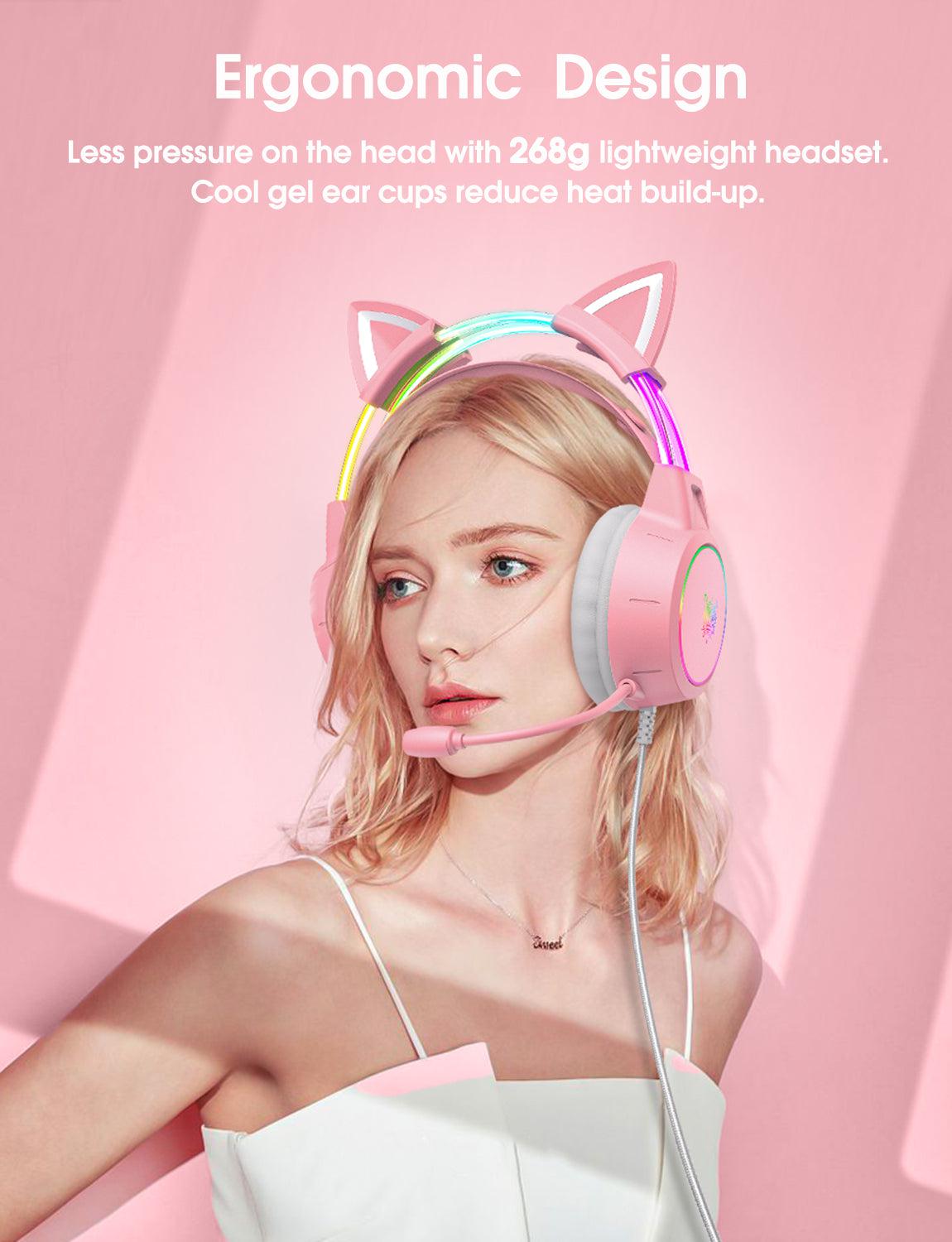 ONIKUMA X15 PRO Cat Ear Headphones, Double-Head Beam Noise Cancelling ...