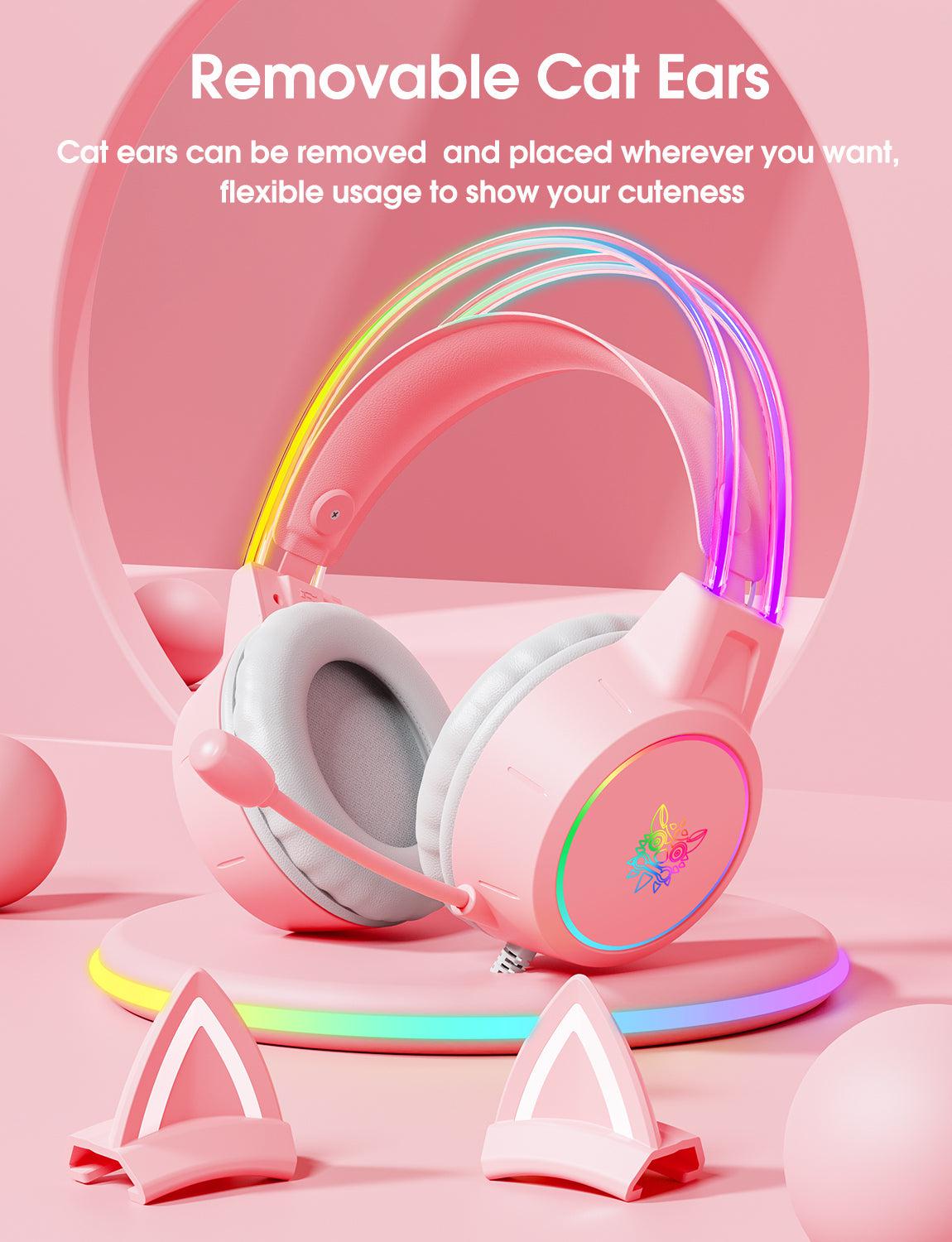 ONIKUMA X15 PRO Cat Ear Headphones, Double-Head Beam Noise Cancelling ...