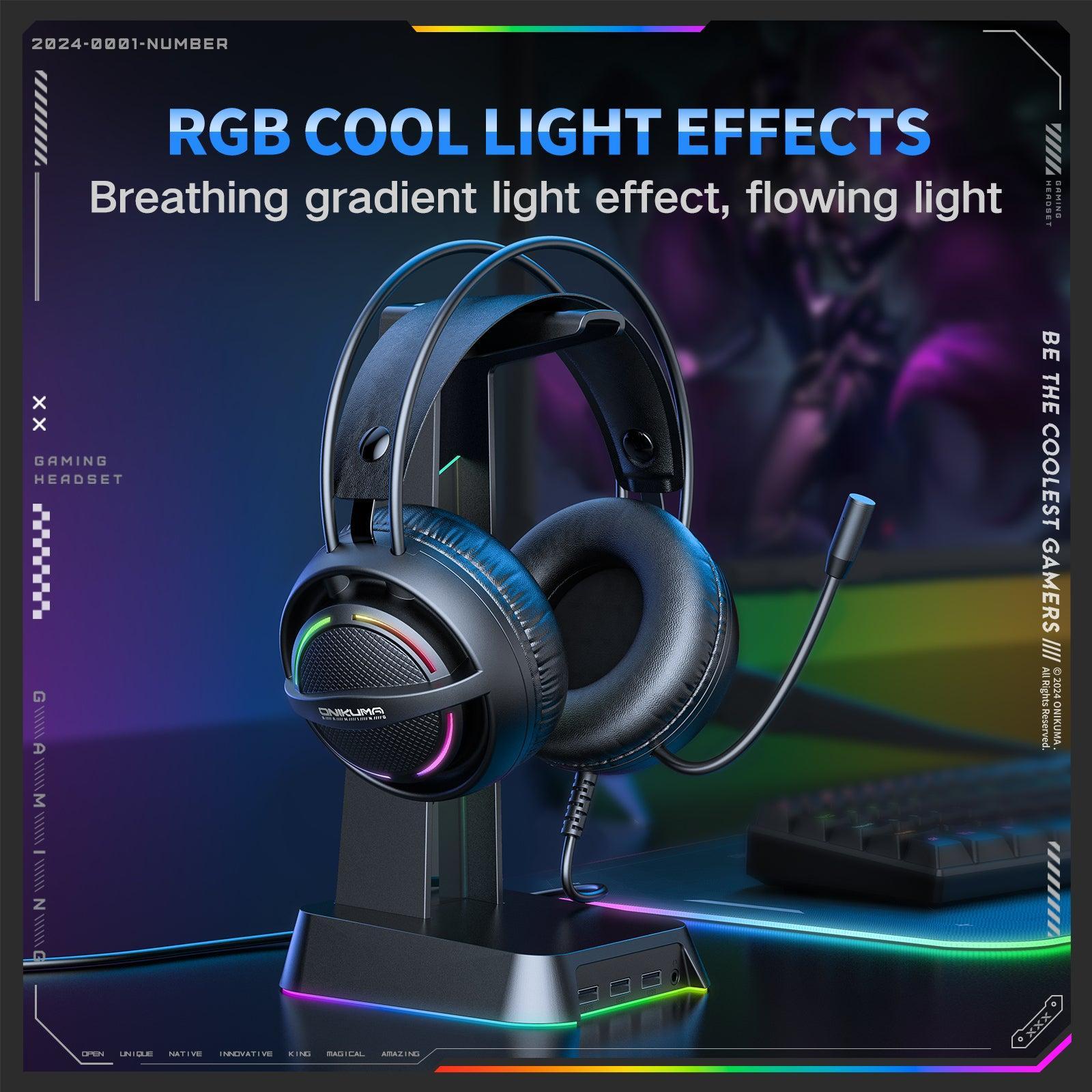 ONIKUMA X88 RGB Gaming Headset - 50mm Drivers, 360° Rotatable Mic & Co ...