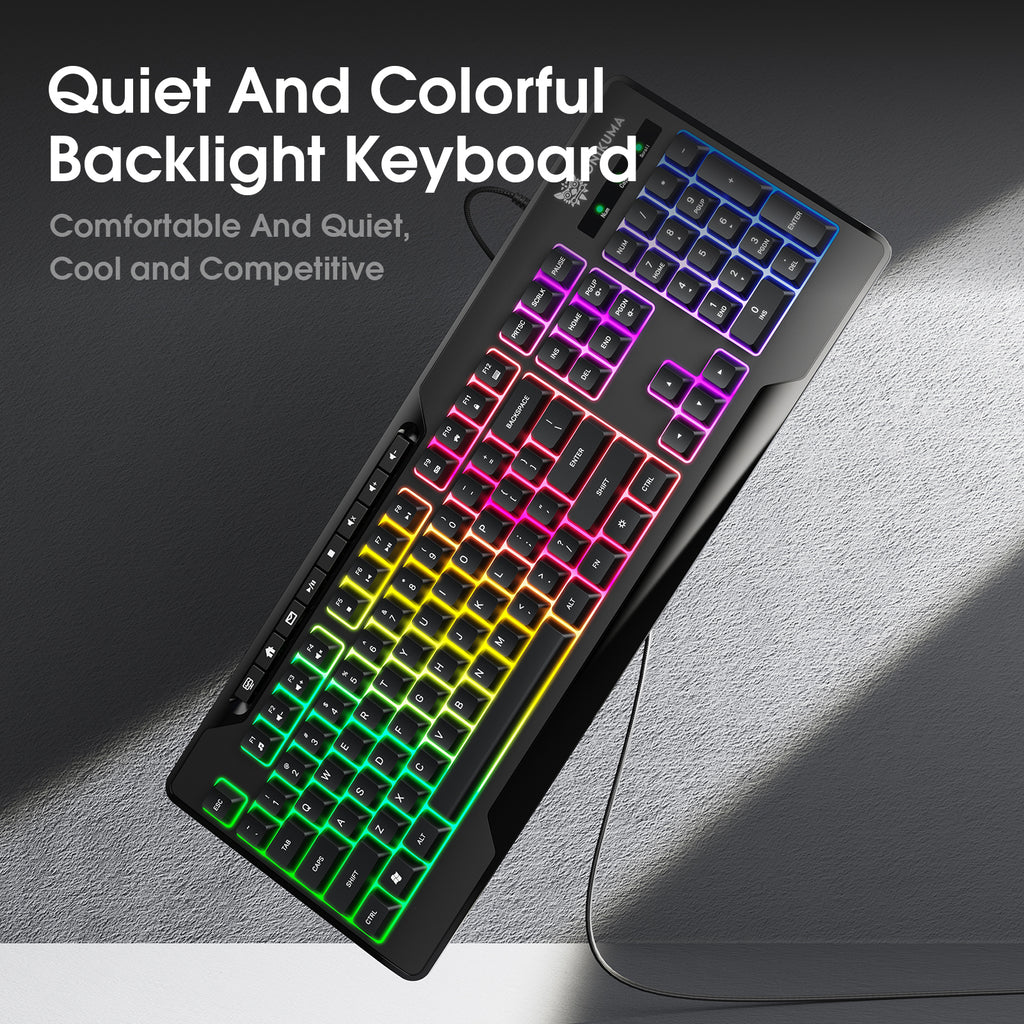 ONIKUMA G32 Matte Black Wired Gaming Keyboard with RGB Backlit Matte ...