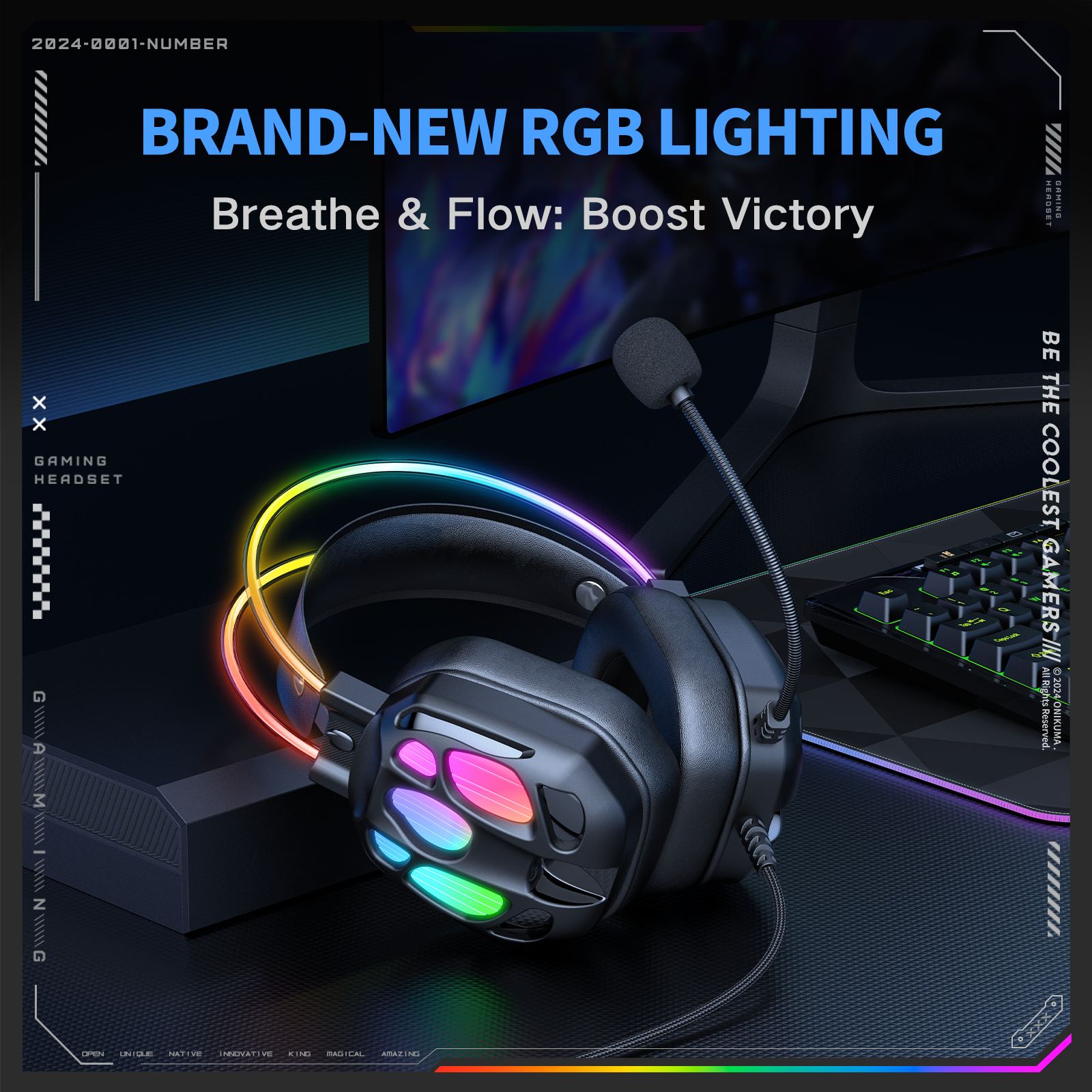 ONIKUMA X88 RGB Gaming Headset - 50mm Drivers, 360° Rotatable Mic & Co ...