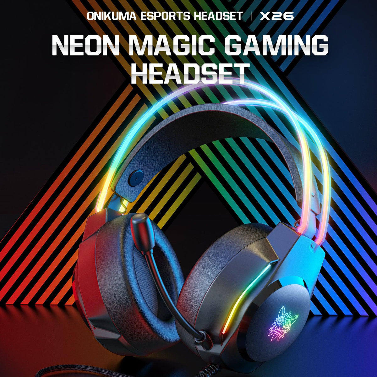 ONIKUMA X26 Head-mounted Earphone RGB Light With Cat's Ears Glow Noise ...