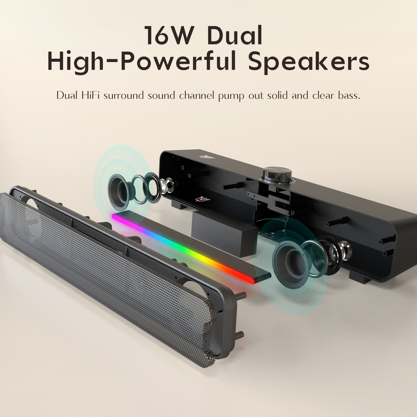 ONIKUMA L16 Bluetooth-compatible Speaker with RGB Light, Powerful Comp ...