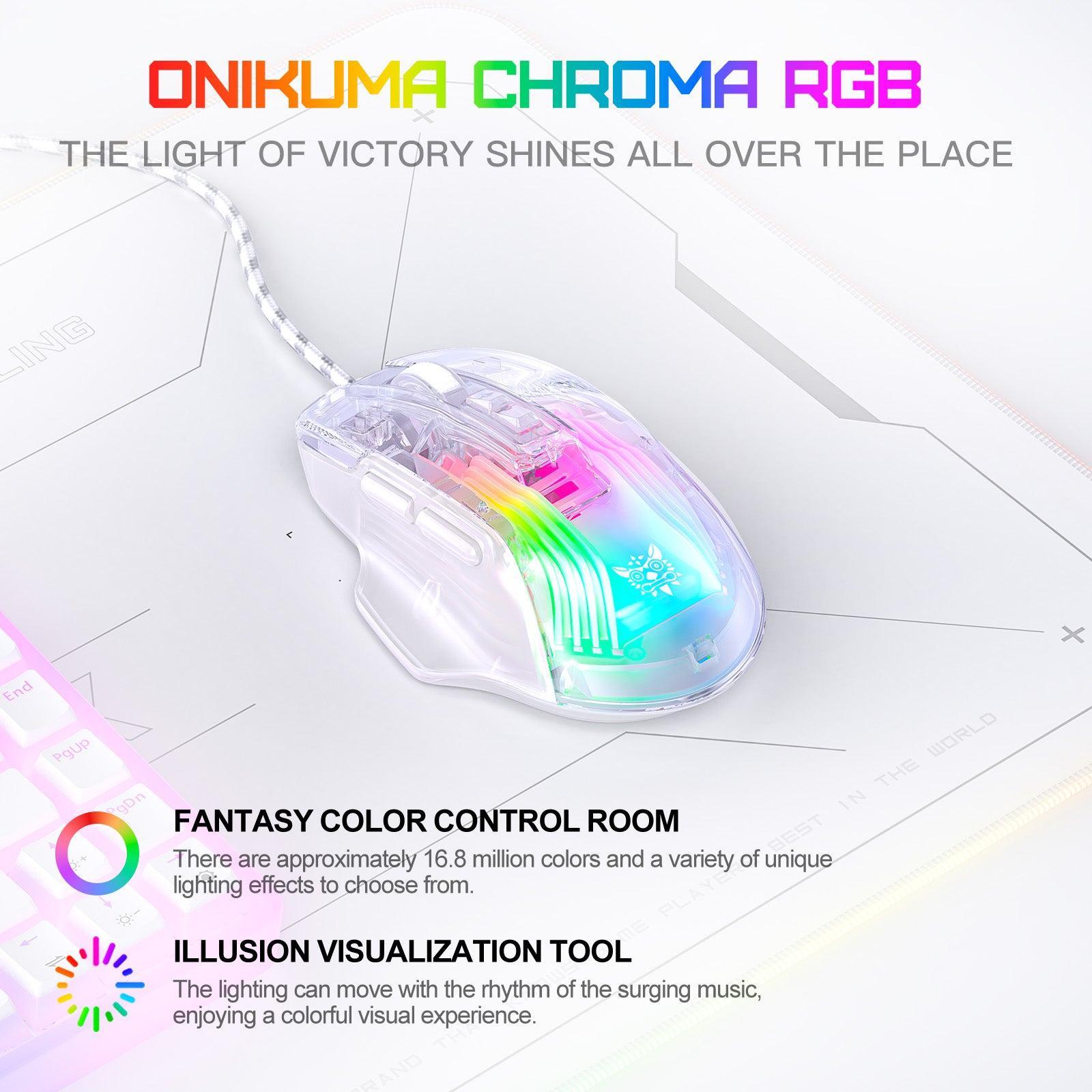 ONIKUMA CW923 Wired RGB Gaming Mouse, 12800 DPI Esports PC Mice for La ...