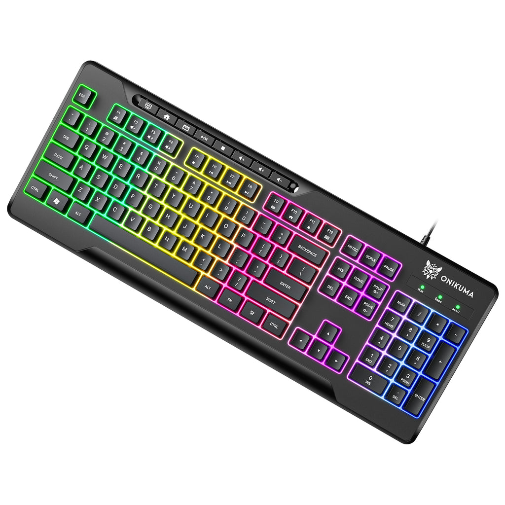 ONIKUMA G32 Matte Black Wired Gaming Keyboard with RGB Backlit Matte ...