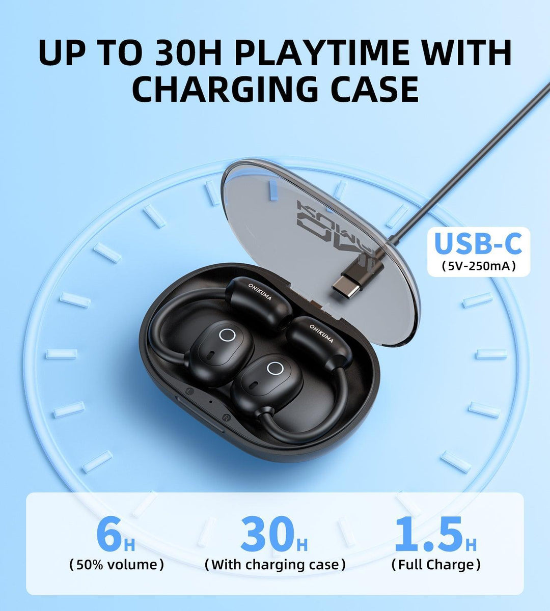 ONIKUMA T25 Wireless Earbuds,Bluetooth Headphones,Open Ear Headphones ...