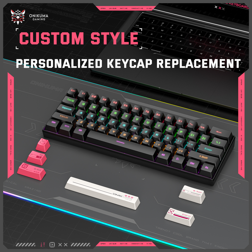 Onikuma G55 gaming mechanical keyboard - 61 key compact RGB keyboard ...