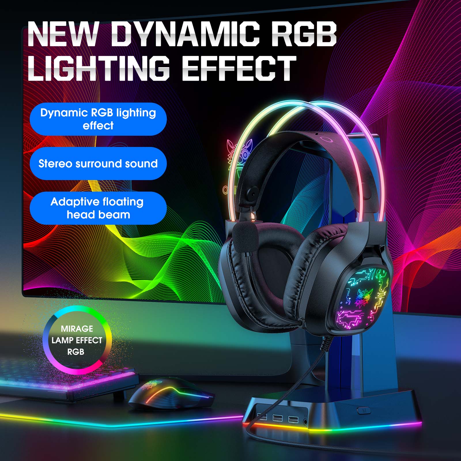 ONIKUMA X22 USB + 3.5mm Cool RGB Dynamic Light Wired Gaming Headset wi – Onikuma Gaming