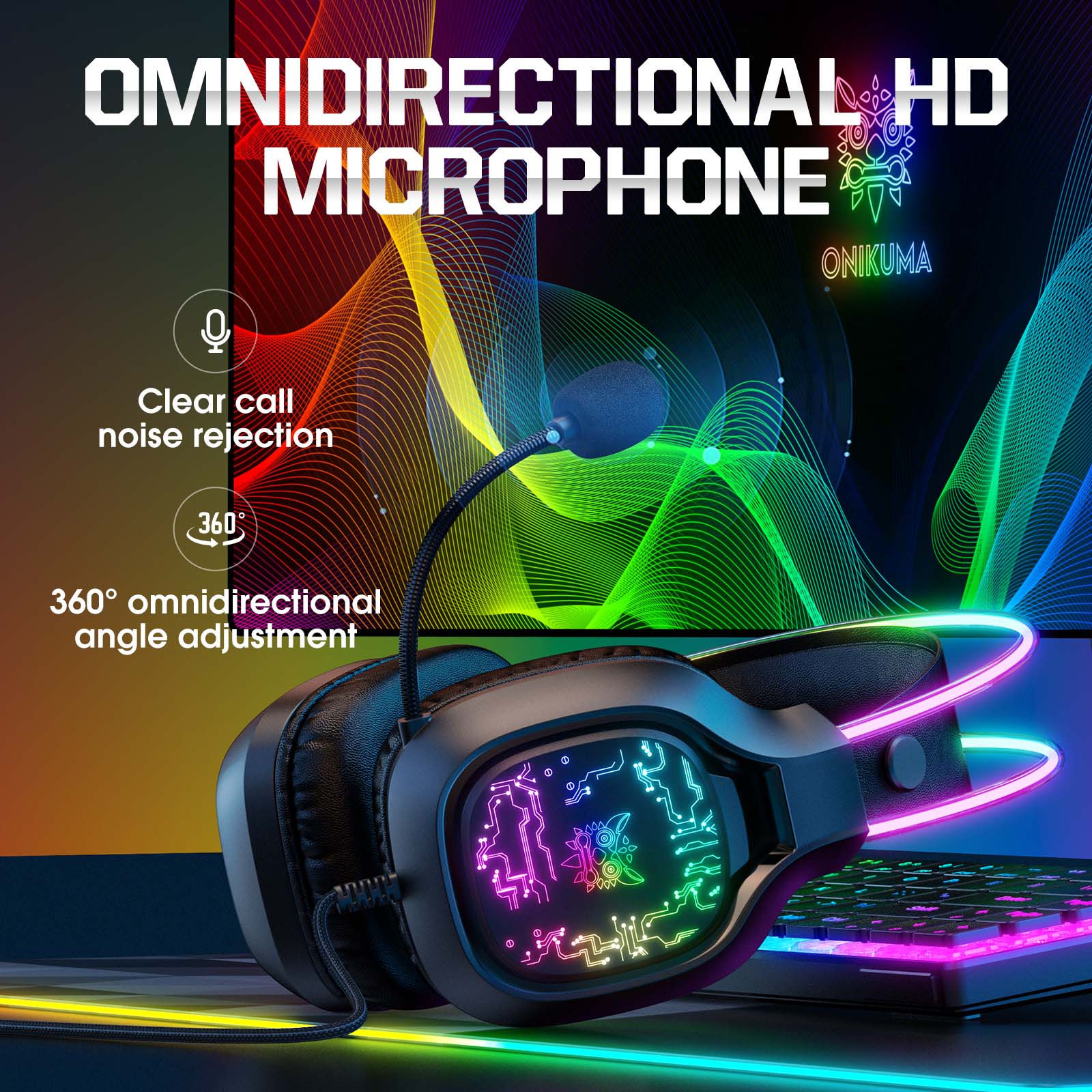 ONIKUMA X22 USB + 3.5mm Cool RGB Dynamic Light Wired Gaming Headset wi – Onikuma Gaming
