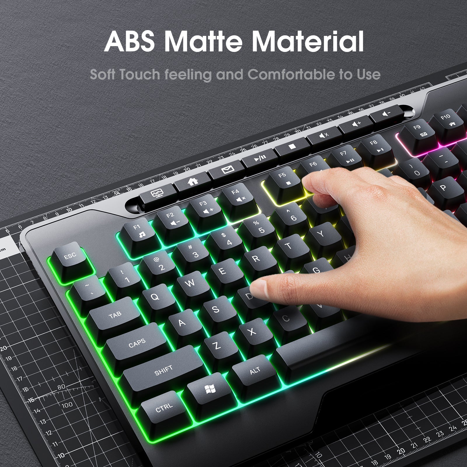 ONIKUMA G32 Matte Black Wired Gaming Keyboard with RGB Backlit Matte ...