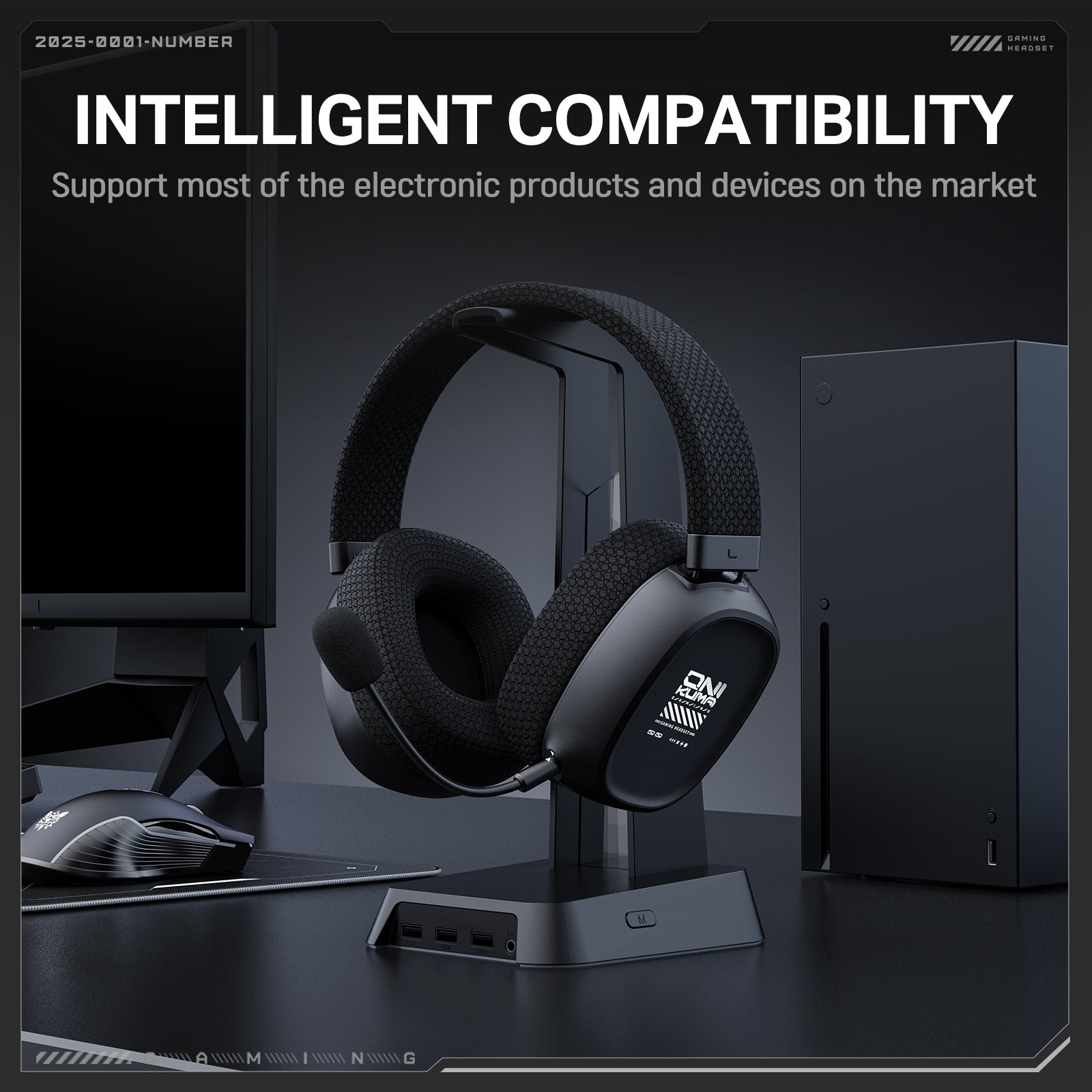 ONIKUMA GT839 Multi-Mode Gaming Headset – 45H Playback, Bluetooth 5.4 ...