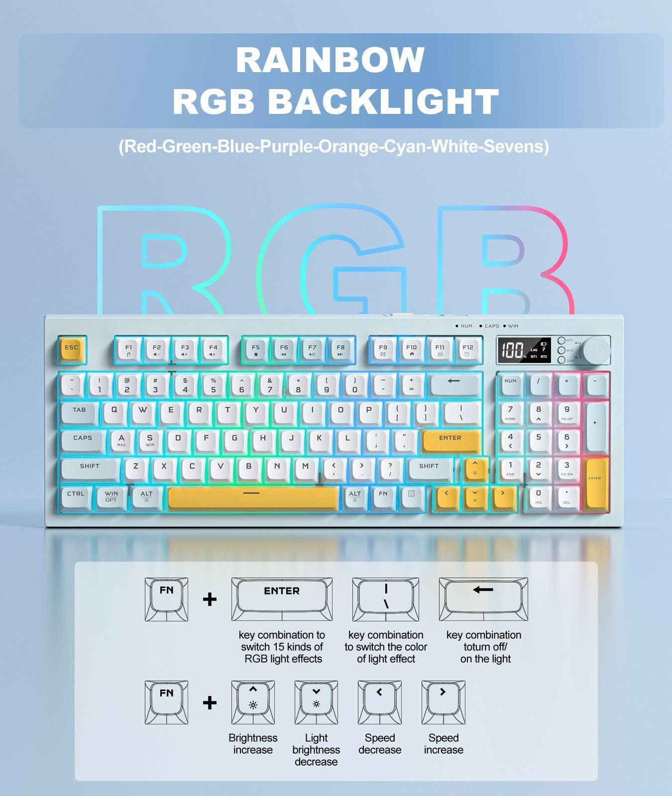 ONIKUMA G80 94 Keys Wireless Keyboard with LCD Screen & Multifunction ...