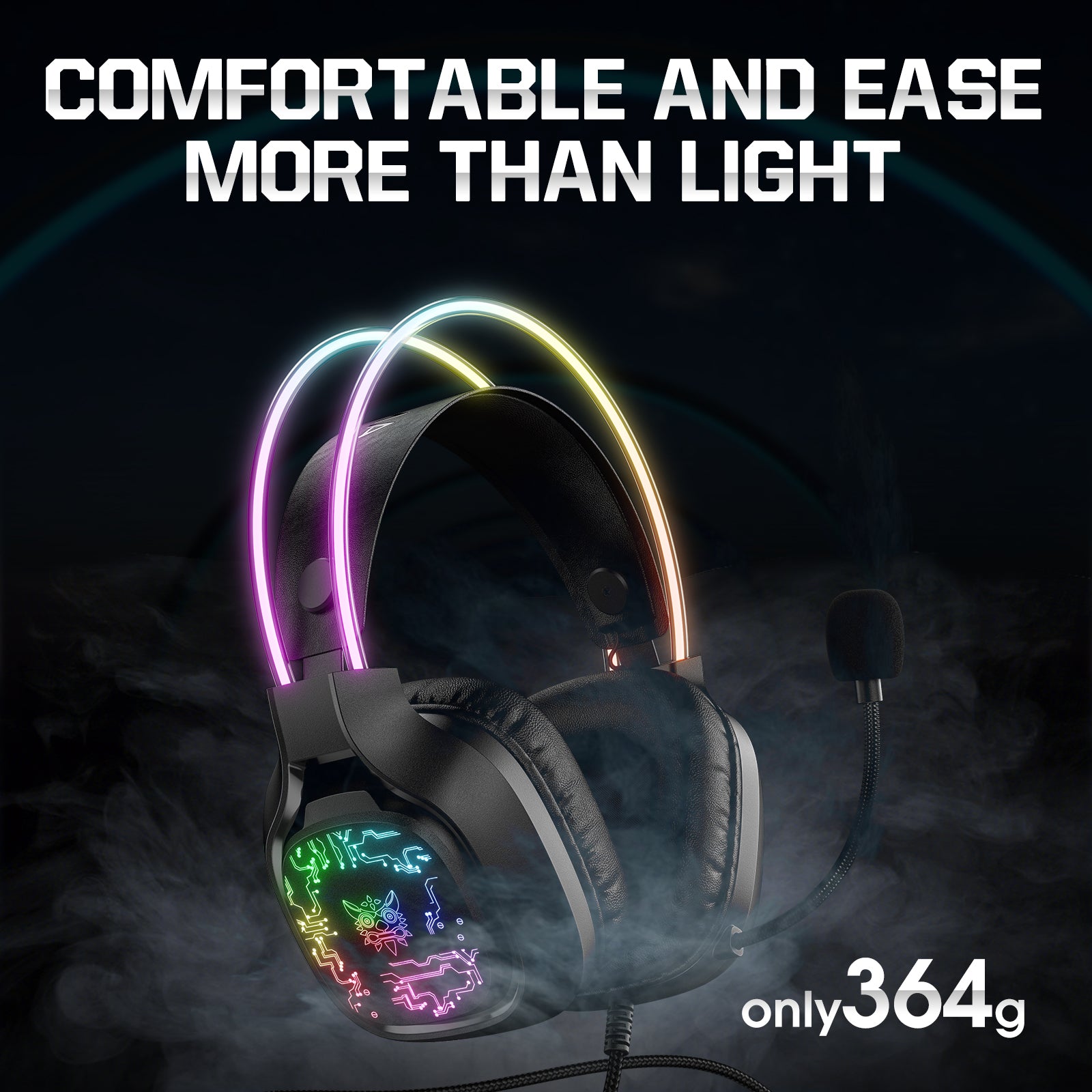 ONIKUMA X22 USB + 3.5mm Cool RGB Dynamic Light Wired Gaming Headset wi ...
