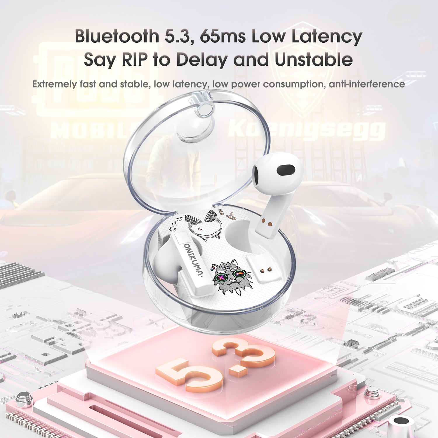 ONIKUMA T301 TWS Cartoon Earphone Touch Control Wireless Bluetooth-com ...