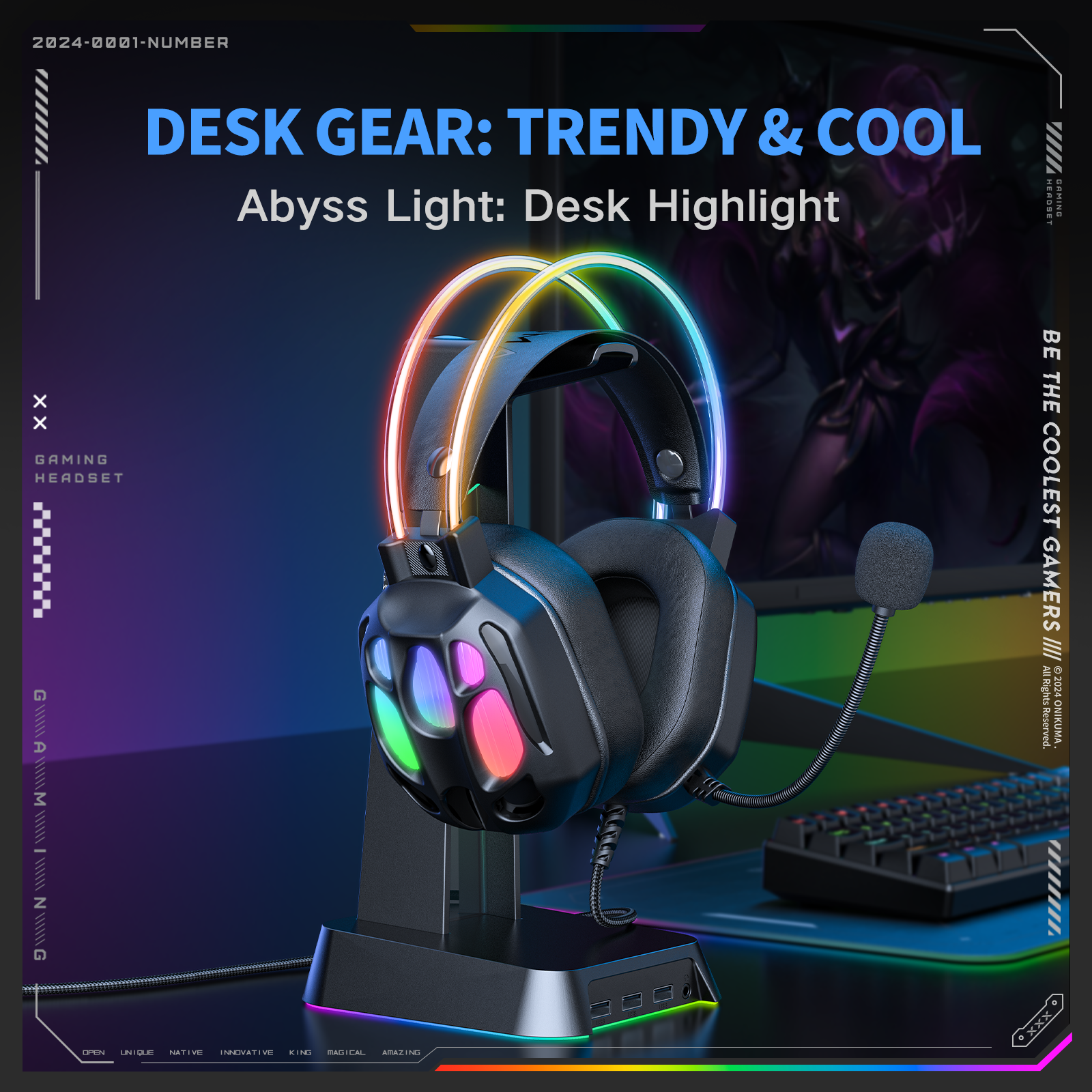 ONIKUMA X88 RGB Gaming Headset - 50mm Drivers, 360° Rotatable Mic & Co ...