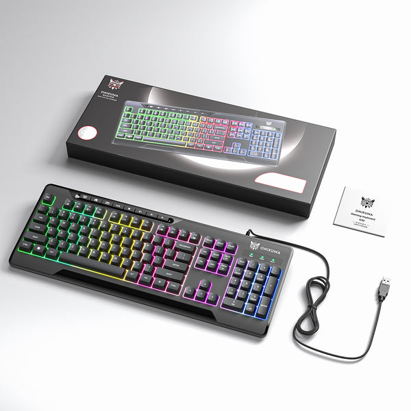 ONIKUMA G32 Matte Black Wired Gaming Keyboard with RGB Backlit Matte ...
