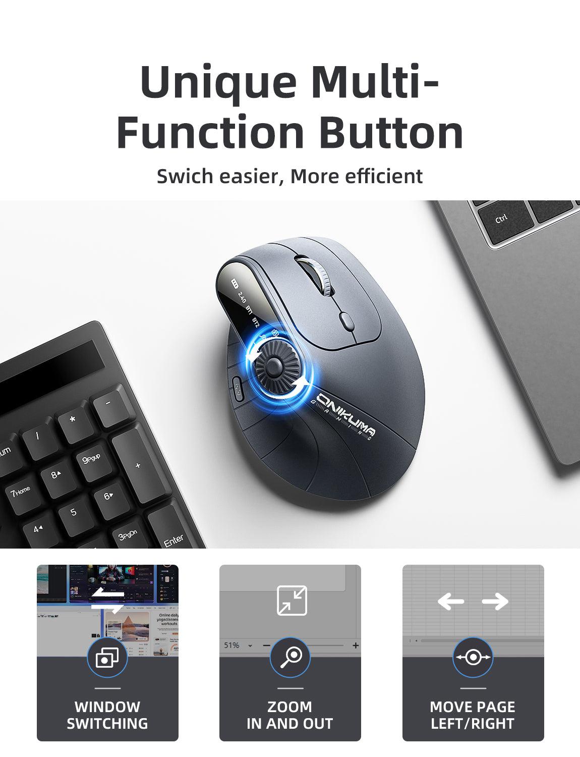 ONIKUMA CW932 Wireless Vertical Mouse Ergonomic Mouse Rechargeable 2.4 ...