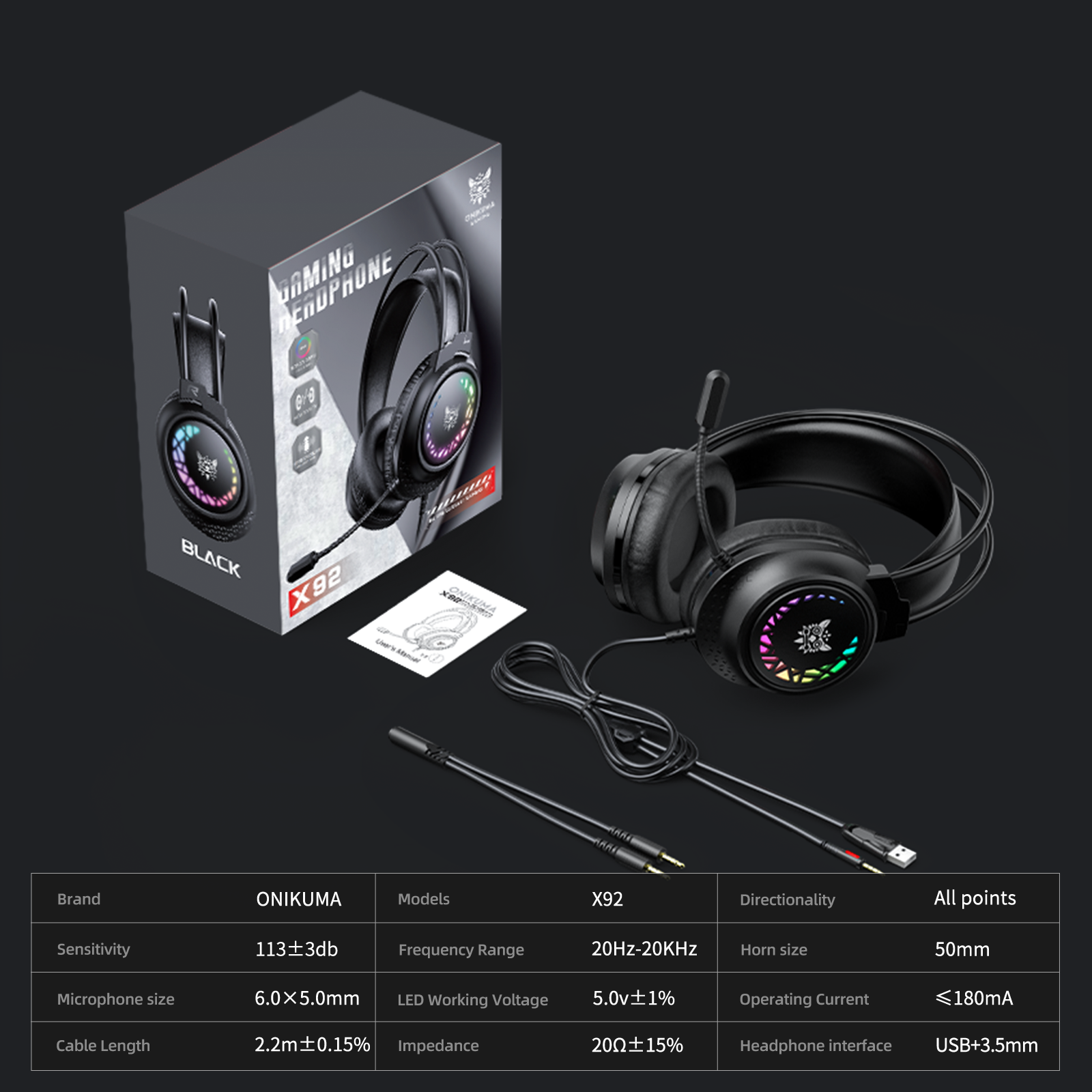 ‌ONIKUMA X92 Gaming Headsets – RGB Lighting, 3D Surround Sound & Compe ...