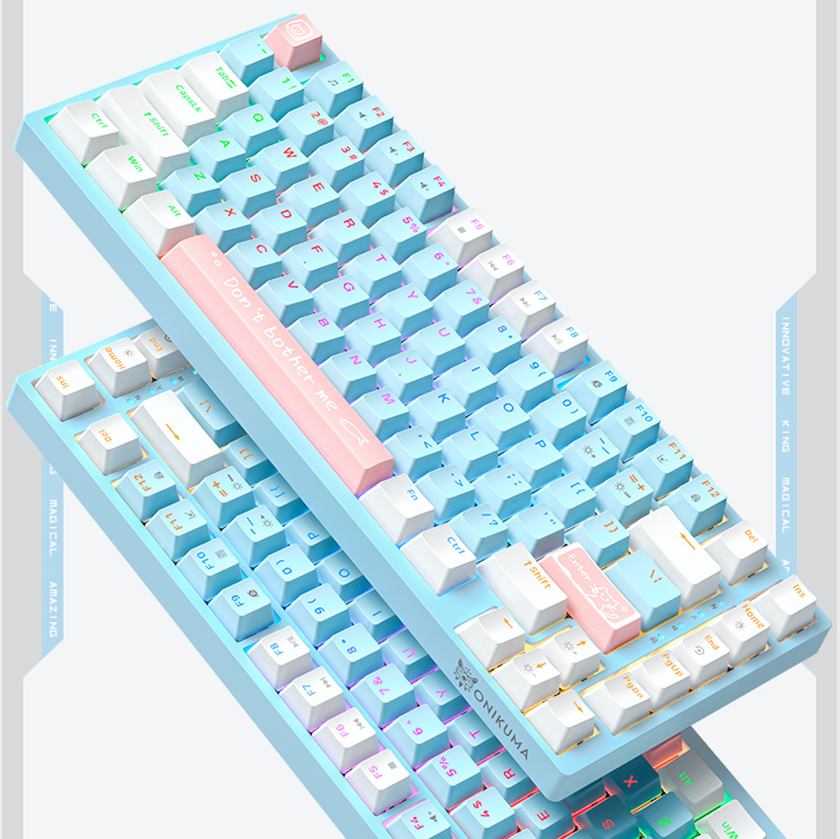 ONIKUMA G52 82 Keys Wired Gaming Keyboard,Mechanical Blue Switch, Rain ...