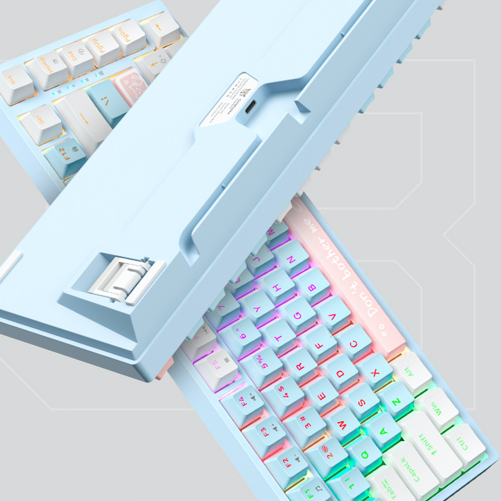 ONIKUMA G52 82 Keys Wired Gaming Keyboard,Mechanical Blue Switch, Rain ...