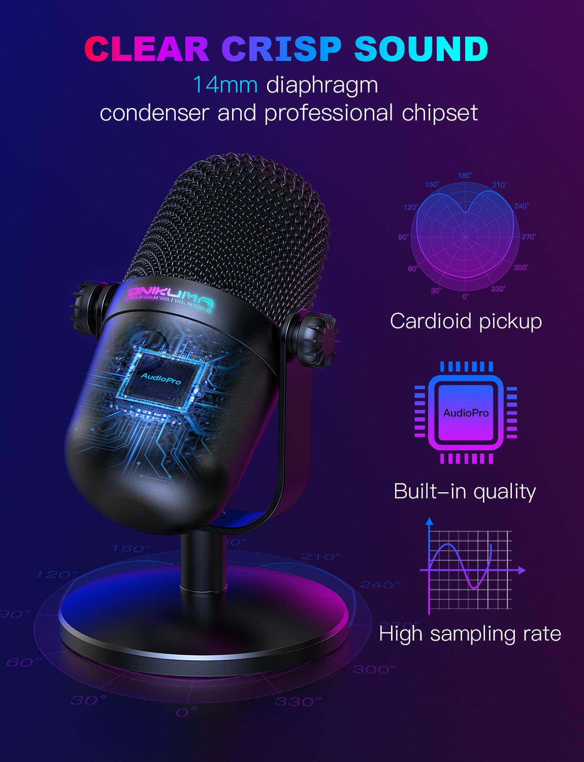 ONIKUMA M830 USB Condenser Gaming Microphone Mini USB Microphone ...
