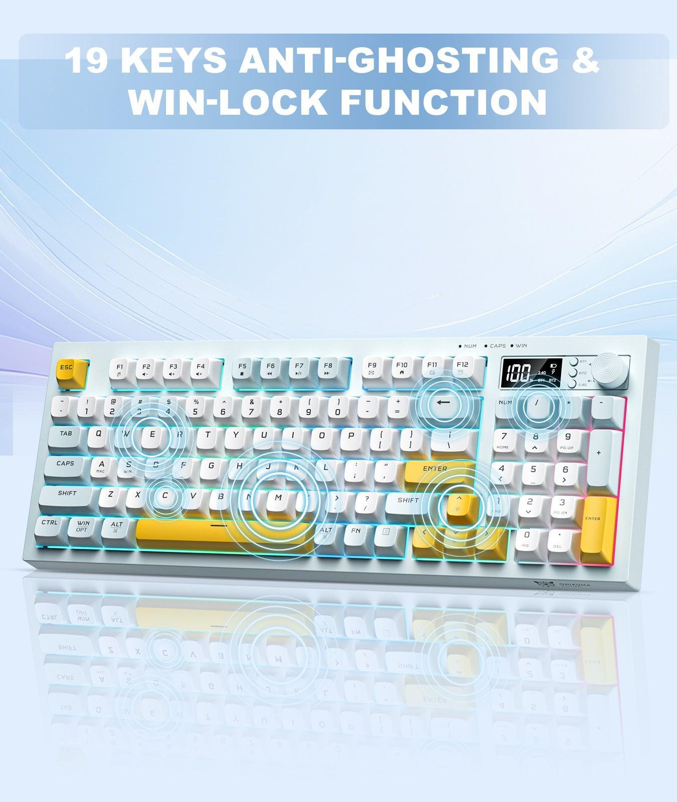 ONIKUMA G80 94 Keys Wireless Keyboard with LCD Screen & Multifunction ...