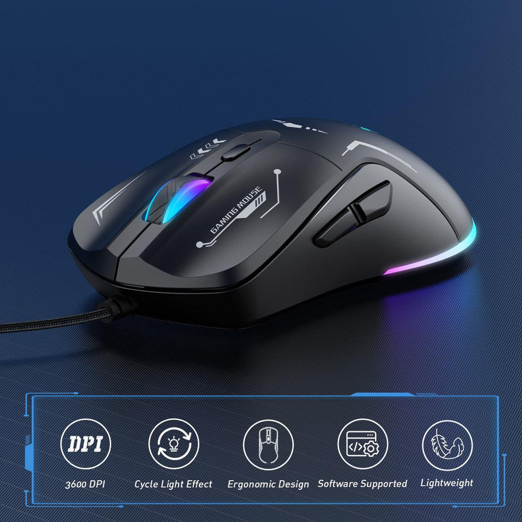 Onikuma CW917 Wired Gaming Mouse, PC Computer Mice USB Mouse with RGB ...