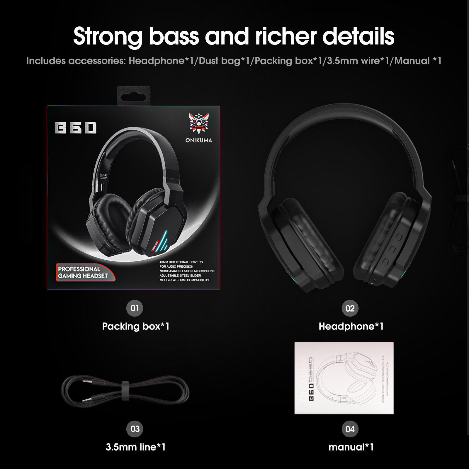 ONIKUMA B60 Wireless Bluetooth Gaming Headset – Onikuma Gaming