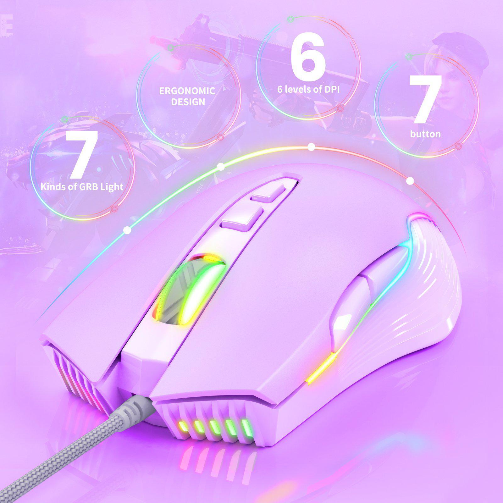 ONIKUMA CW905 6400 DPI Wired Gaming Mouse with Breathing LED Colors ...